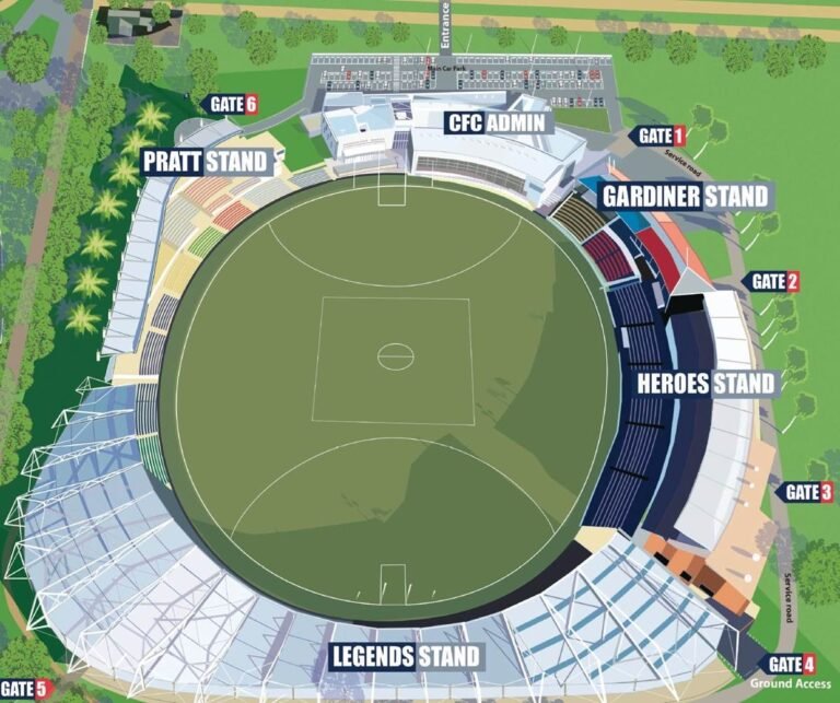 Ikon Park Seating Plan with Seat Numbers and Rows