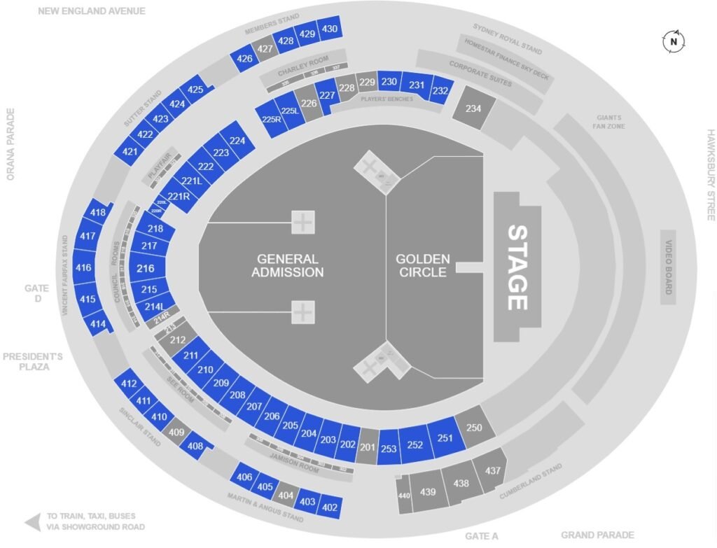 Engie Stadium Seating Plan with Seat Numbers and Rows