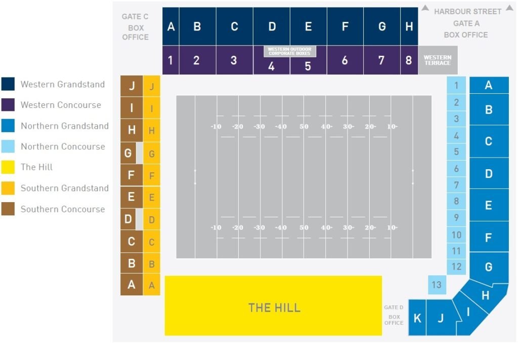WIN Stadium Seating Plan with Seat Numbers and Rows