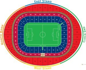 Emirates Stadium Seating Plan with Seat Numbers and Rows
