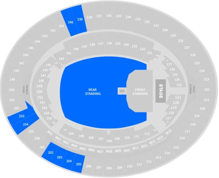 London Stadium Seating Plan with Seat Numbers and Rows