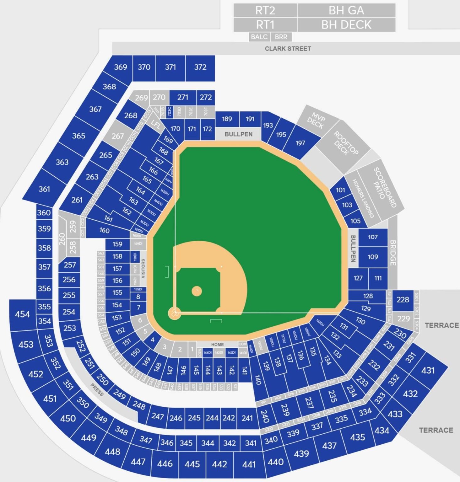 Busch Stadium Seating Chart with Seat Numbers and Rows