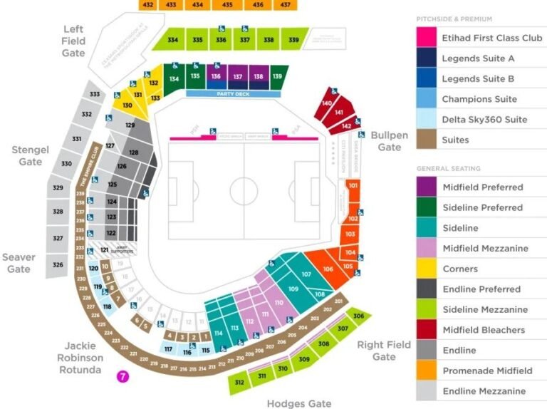 Citi Field Seating Chart with seat number and rows