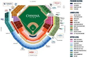 Comerica Park Seating Chart with Seat Number and Row