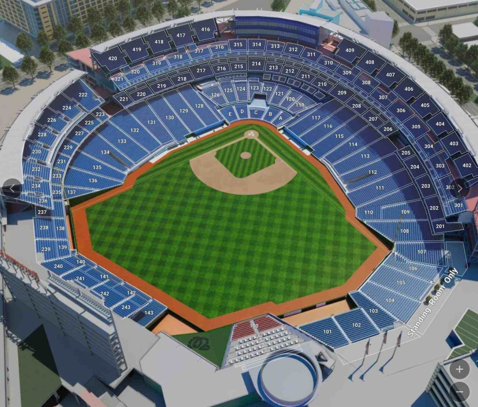 Nationals Park Seating Chart with Seat Number and Row