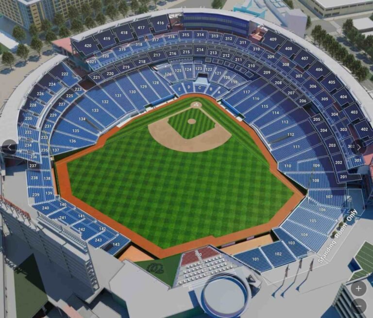 Nationals Park Seating Chart with Seat Number and Row