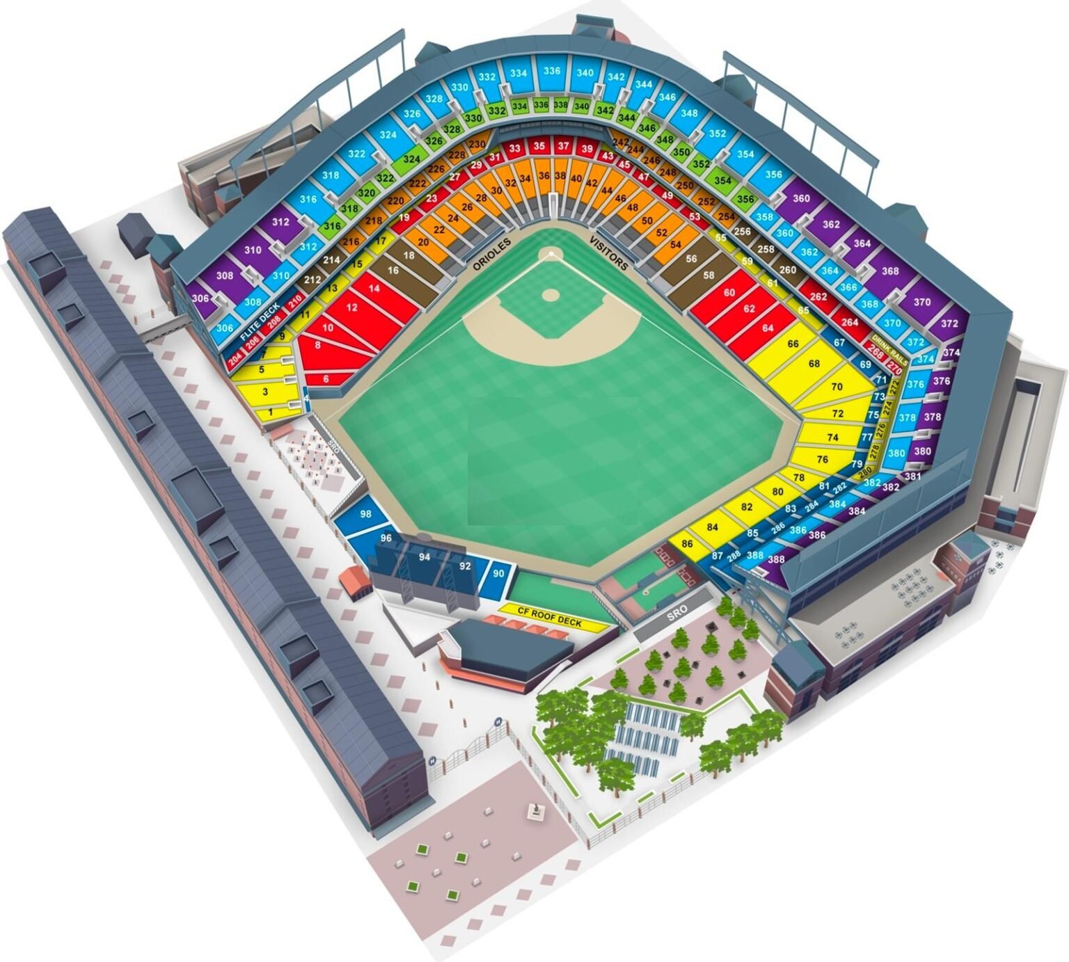Oriole Park at Camden Yards Seating Chart with seat number