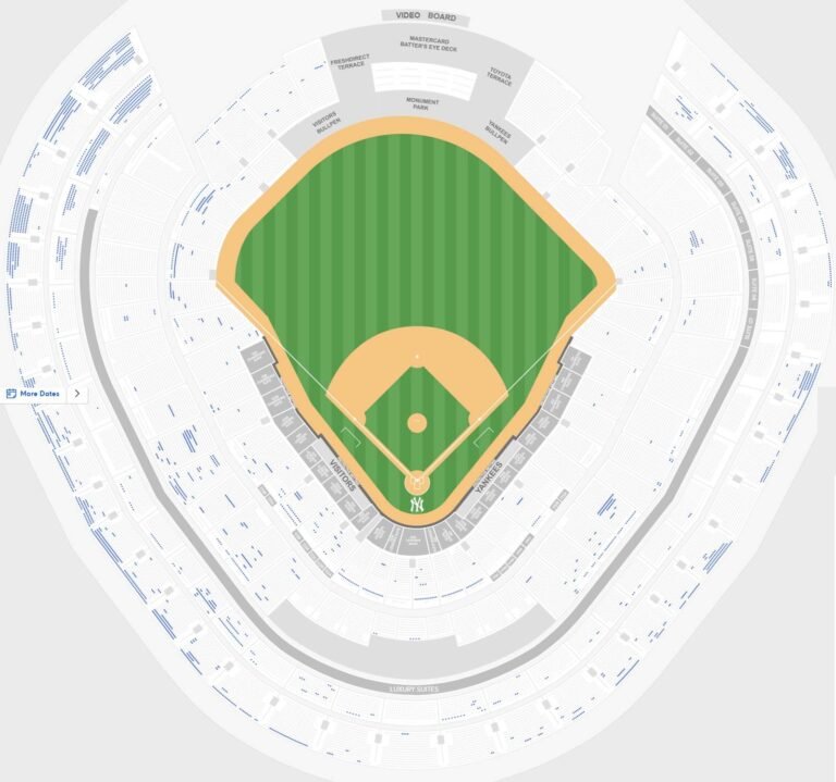 Yankee Stadium Seating Chart with Seat and Row Numbers